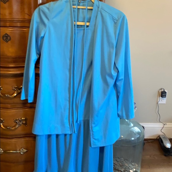 Vintage | Dresses | Vintage Beautiful Blue Dress With Matching Jacket ...